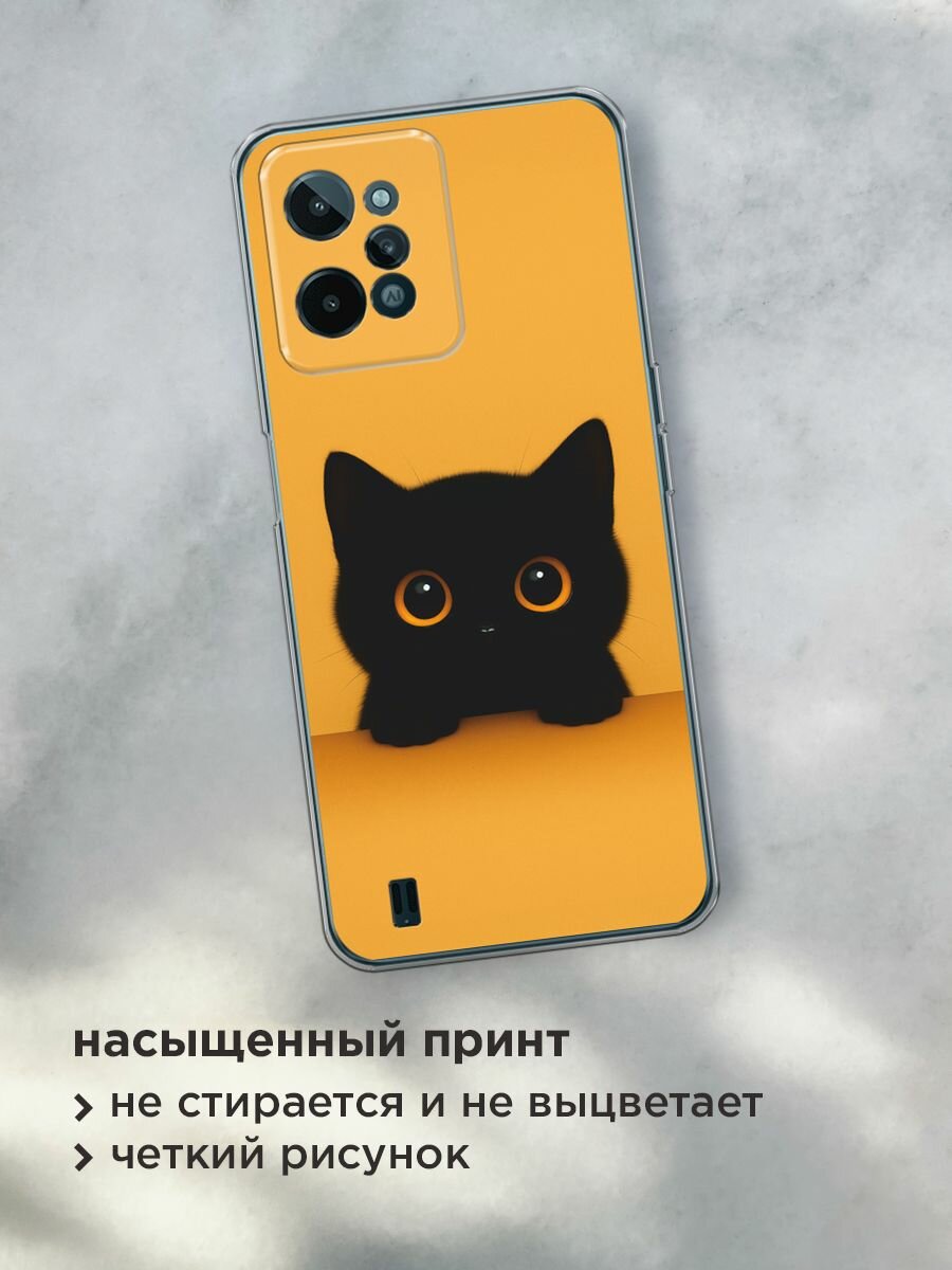 Чехол на Realme C31 / Реалми C31 с принтом "Контрастный котик" — фото 1