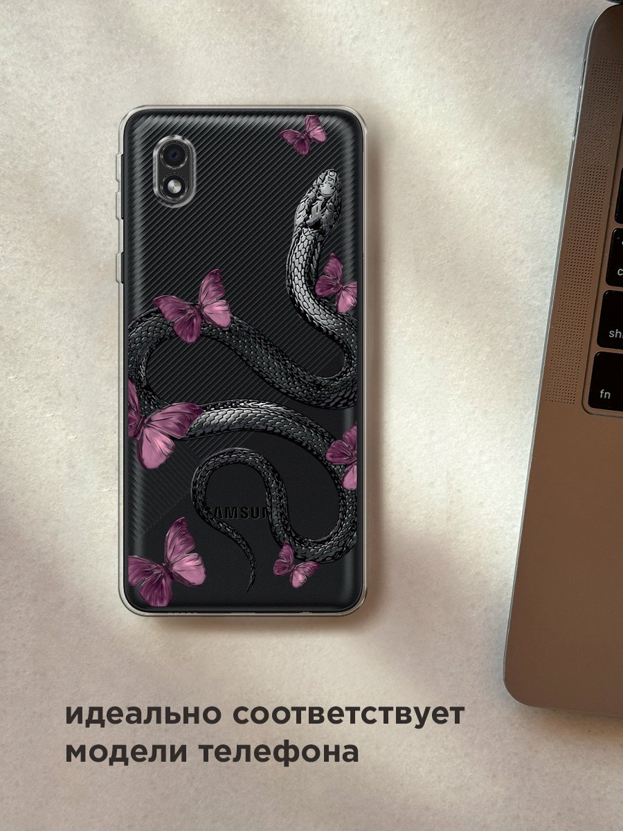 Чехол на Samsung Galaxy A01 Core / Самсунг Галакси А01 Core с принтом "Snake and butterflies 2" — фото 1