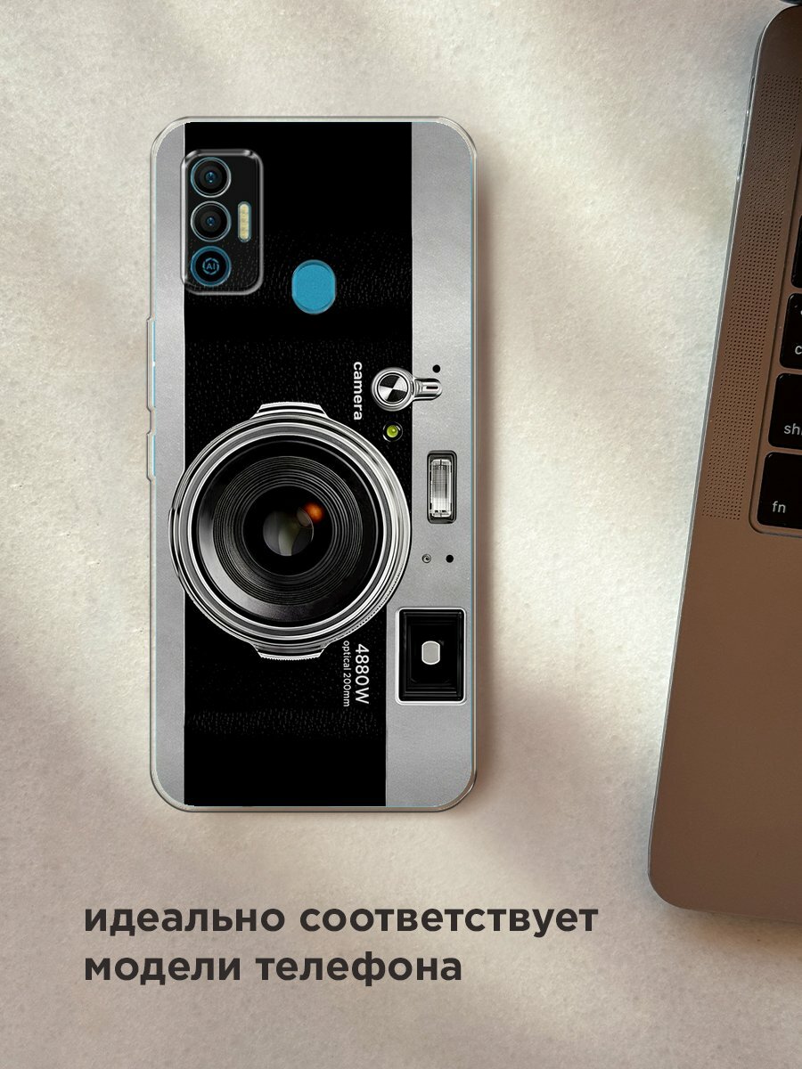 Чехол на Tecno Spark 7 / Техно Спарк 7 с принтом "Ретро камера" — фото 1