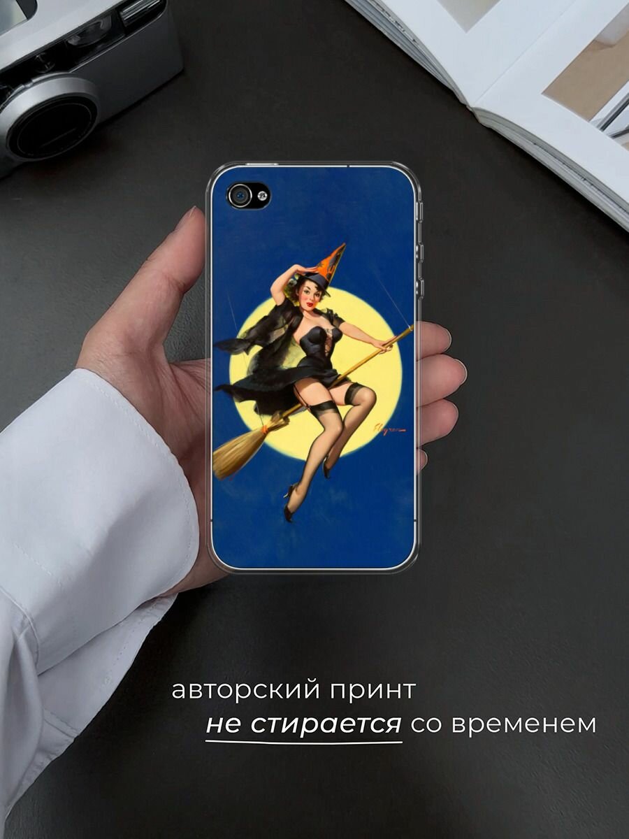 Чехол на Apple iPhone 4/4S / Айфон 4/4S с принтом "Pin-Up Witch" — фото 1