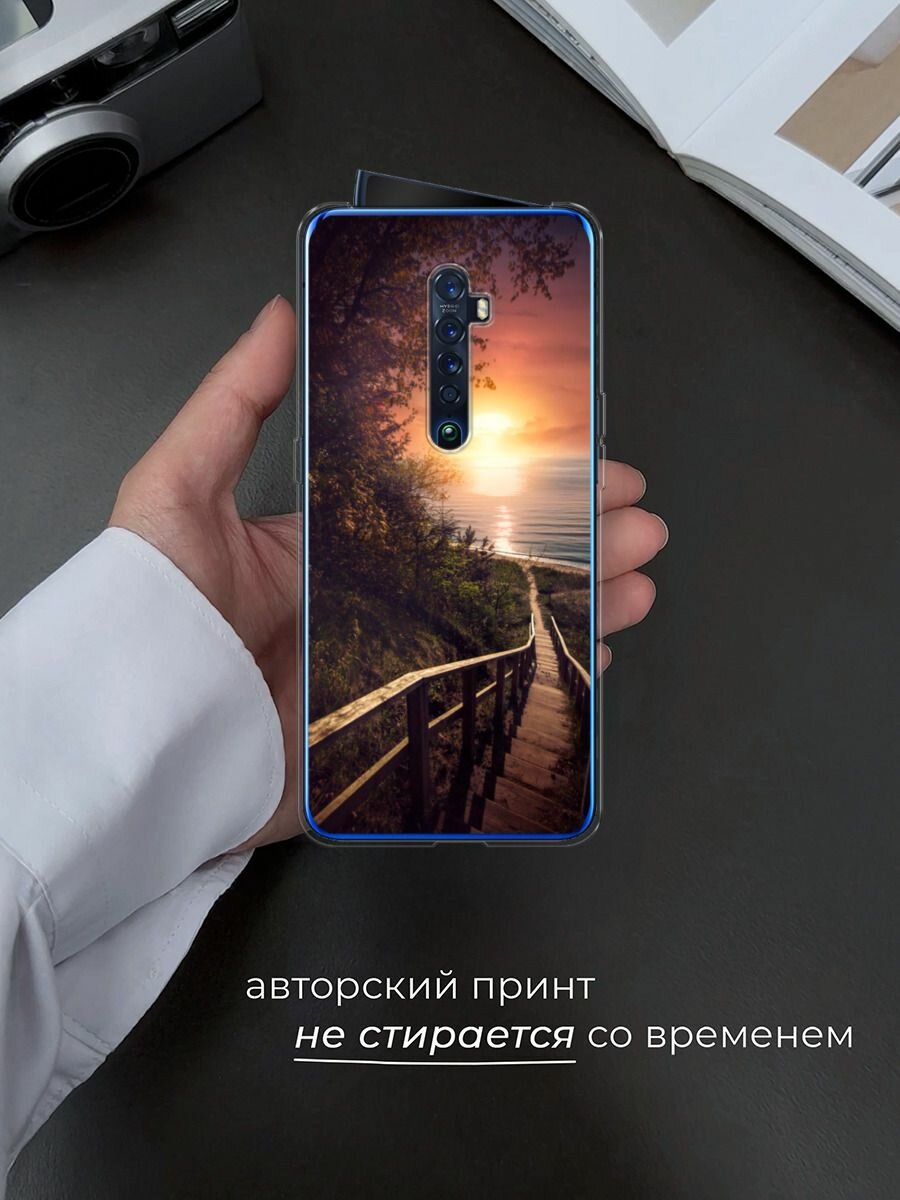 Силиконовый чехол на Oppo Reno 2 / Оппо Рено 2 с принтом "Мост у воды" — фото 1