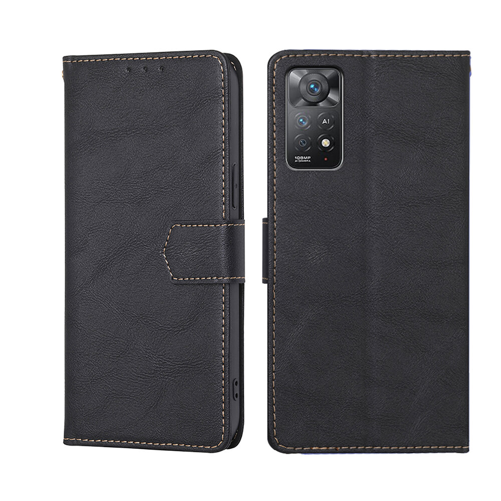 Чехол-книжка MyPads для Xiaomi Redmi Note 11 Pro/Note 11e Pro/12 Pro 4G / Сяоми Редми Ноте 11 Про/Ноте 11e Про/Ноте 12 Про 4G телячья кожа (черный)