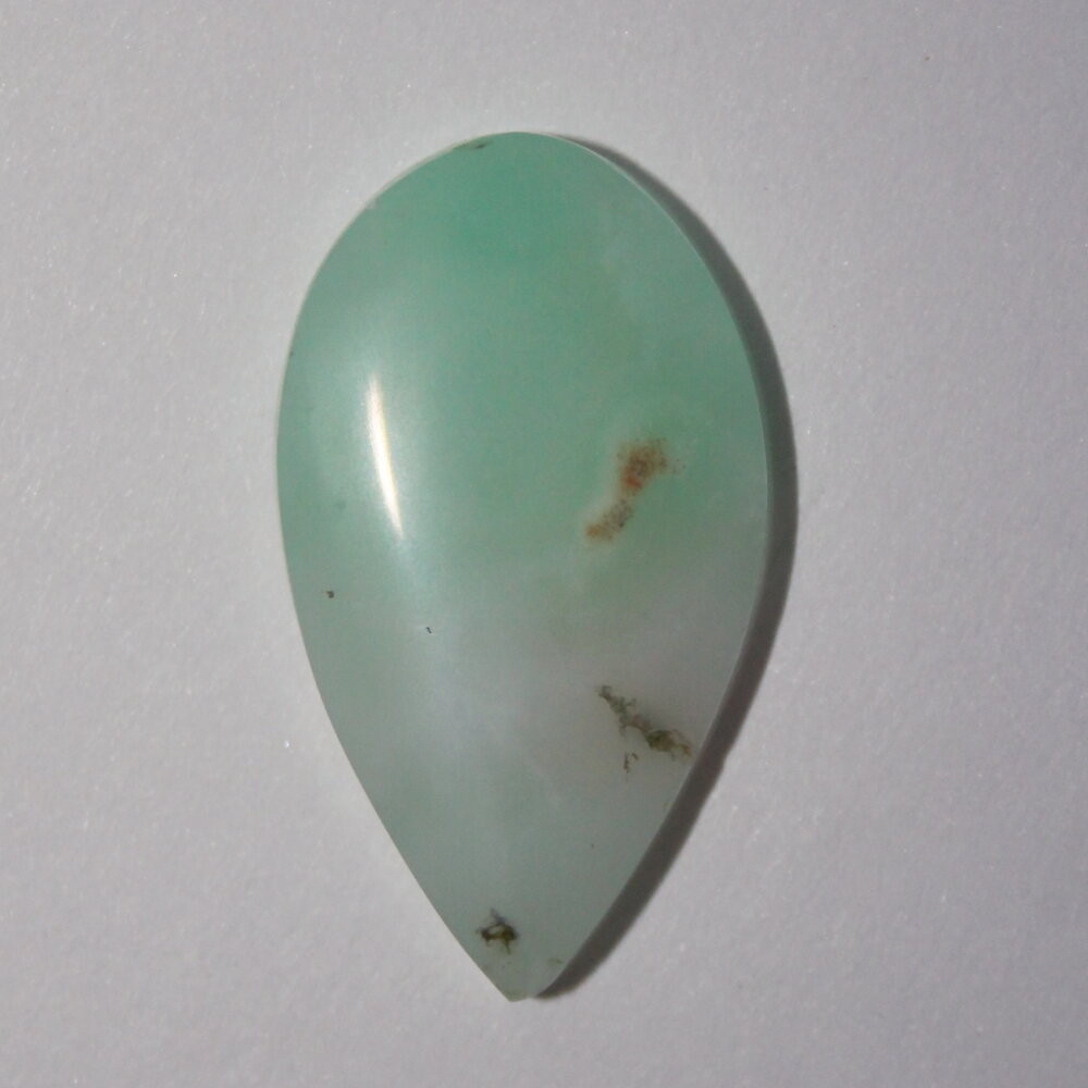 Кабошон Хризопраз, ювелирная вставка, 28х16х3 мм, Казахстан, "True Stones"