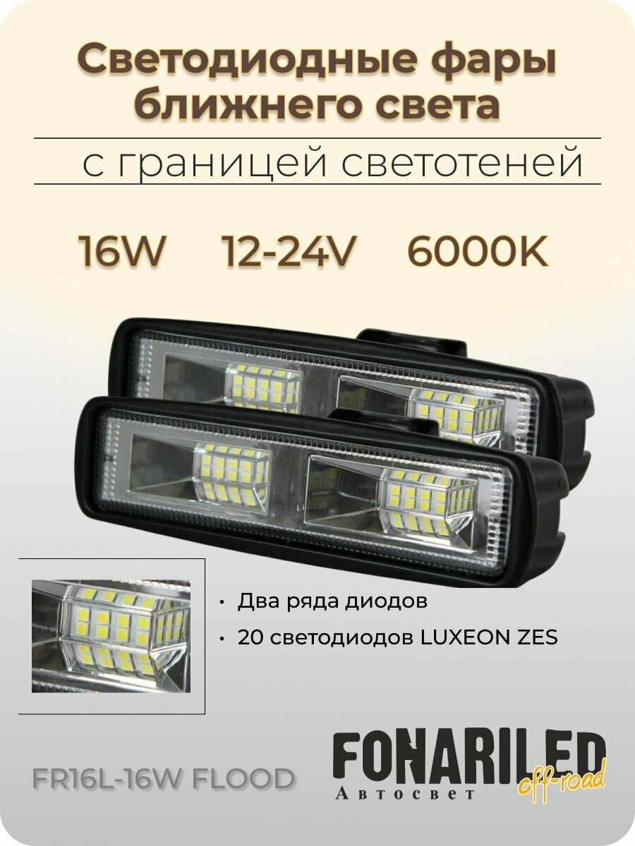 Противотуманная фара светодиодная 12в FONARILED PRO 16W, фсо фары, дополнительные фары на авто, фары на задний ход, фсо вспышки для авто, птф дхо led, туманка, стробоскоп
