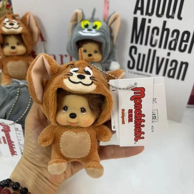 Куклы Monchhichi 15 см, подарочные коробки, брелок, сумка, подвески, ручная кукла, виниловые плюшевые игрушки, Том и Джерри, девочка, оригинальные подарки, украшения,
