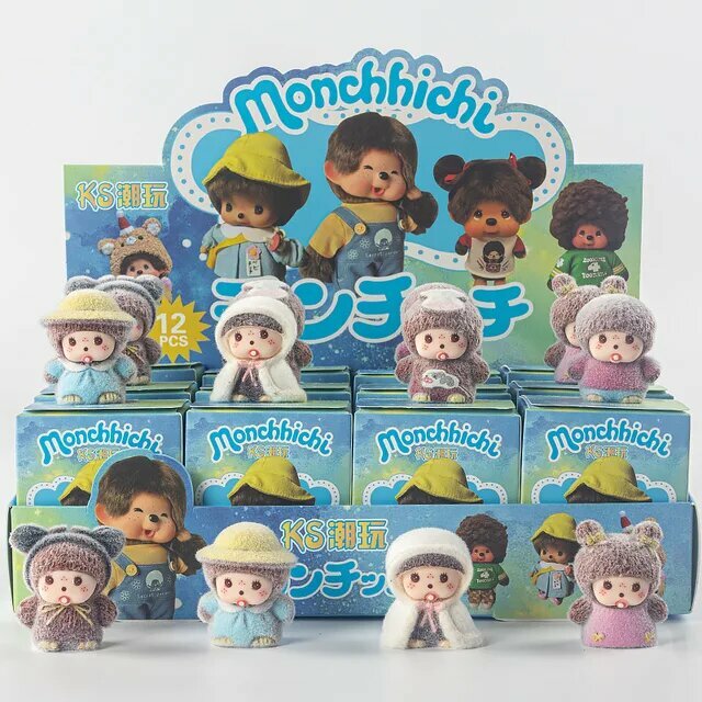 MINISO Flocking Blind Box Stitch Fashion Toys Blind Box Mini Anime Figures Decorations Dolls Fans Children Christmas Birthday Gift,