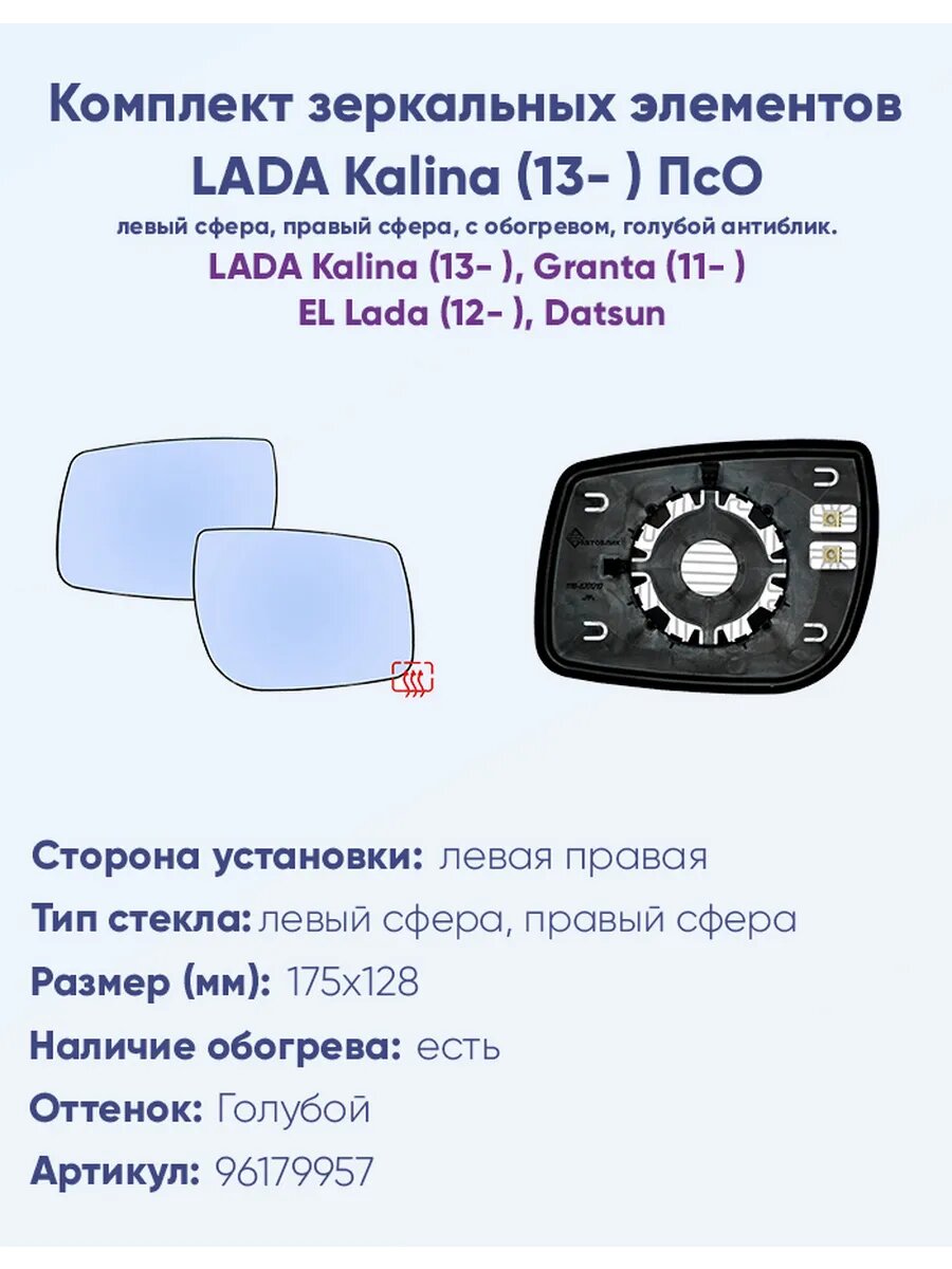 Комплект зеркальных элементов LADA Kalina (13- ) ПсО