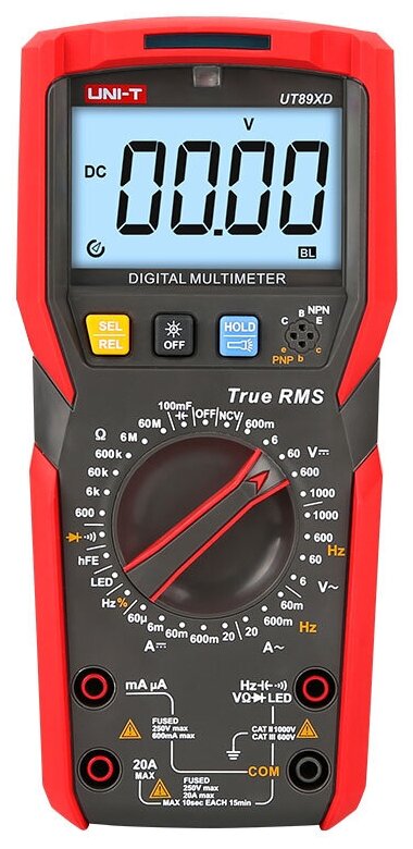 Мультиметр UNI-T UT89XD，это цифровой измерительный прибор с максимальным показанием дисплея 6000