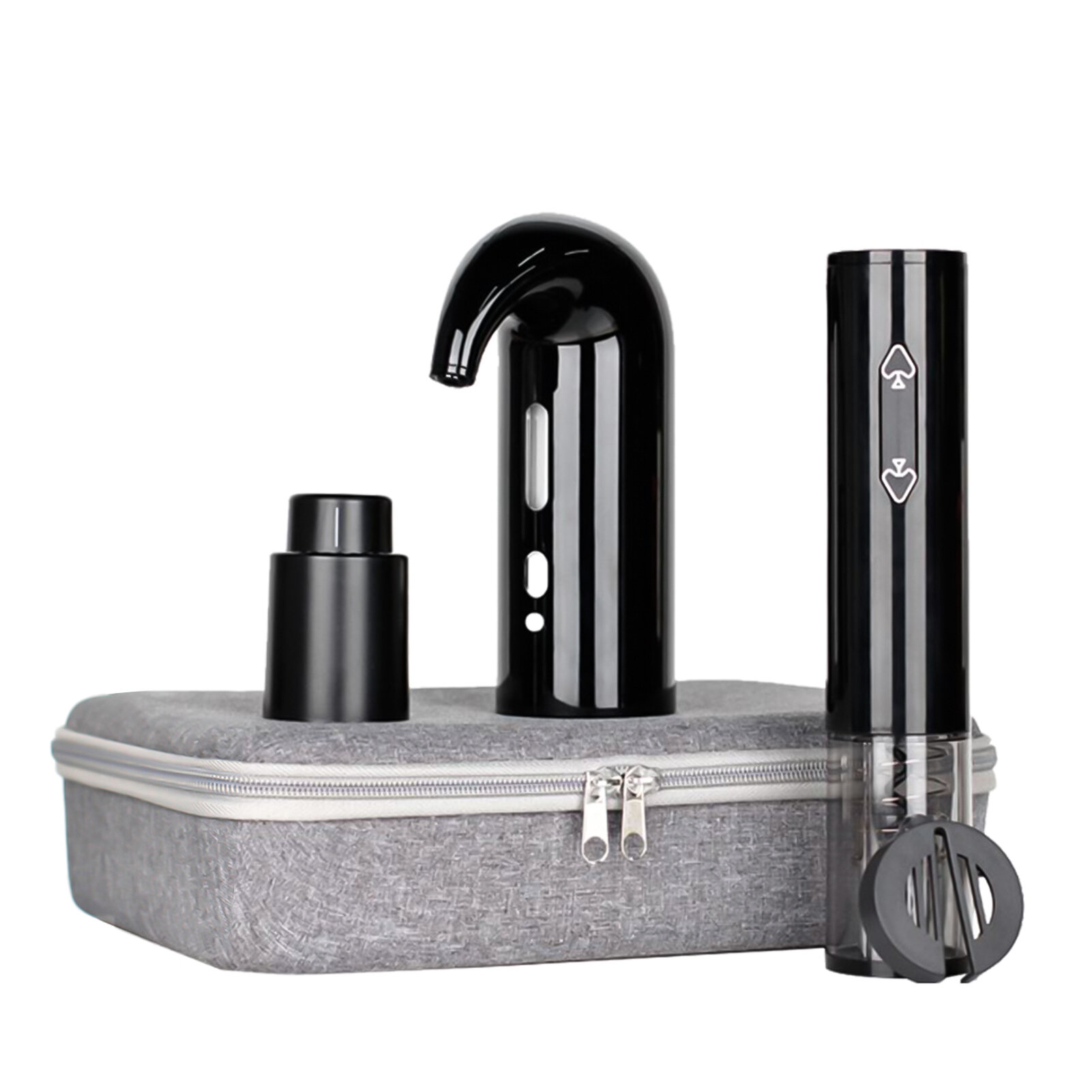 Набор для вина с электродыльником для бутылок вина на батарейках + электрическим аэратором-декантером и разливателем вина + вакуумным пробкой для вина + ножом для обрезки фольги + боксом для хранения с зippers, Размер электрического декантера для вина: