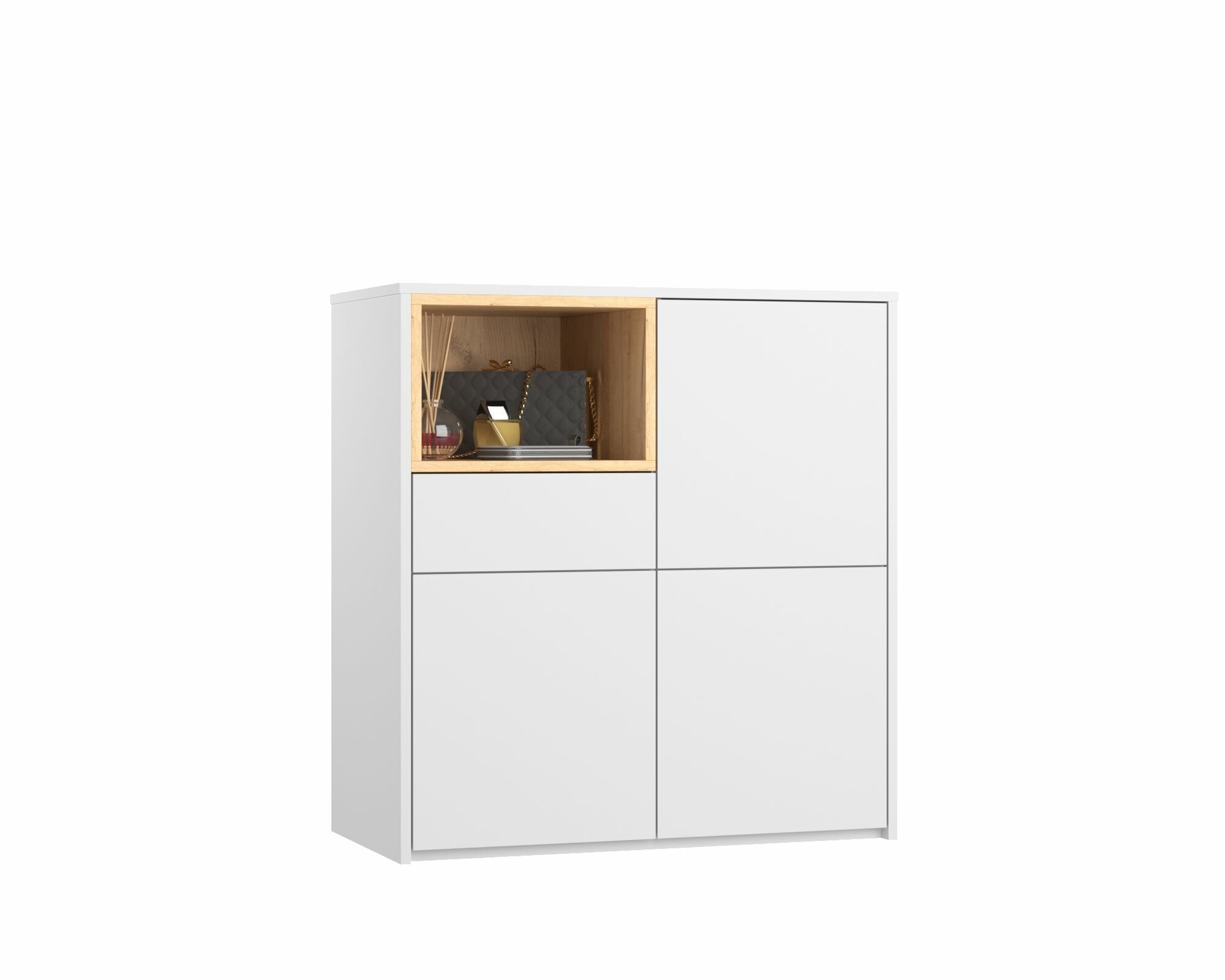 Комод с ящиками "Рокки 5" 80х85х40 Белый / Дуб крафт золотой