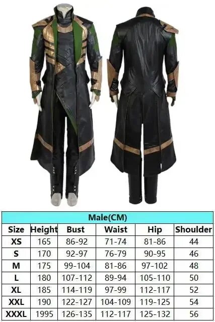 Локи Косплей Боевой костюм из искусственной кожи L, Clothes