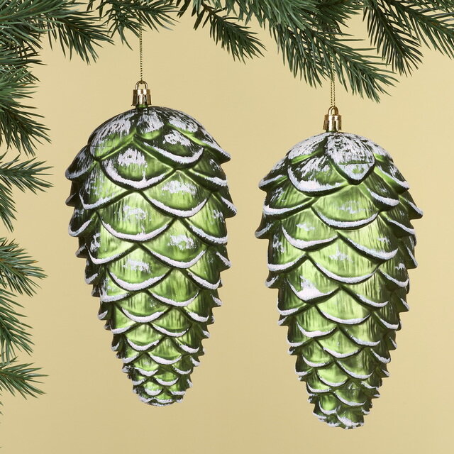 Елочная игрушка Шишка Crispina 18 см зеленая, 2 шт, пластик, Winter Deco, 1000808