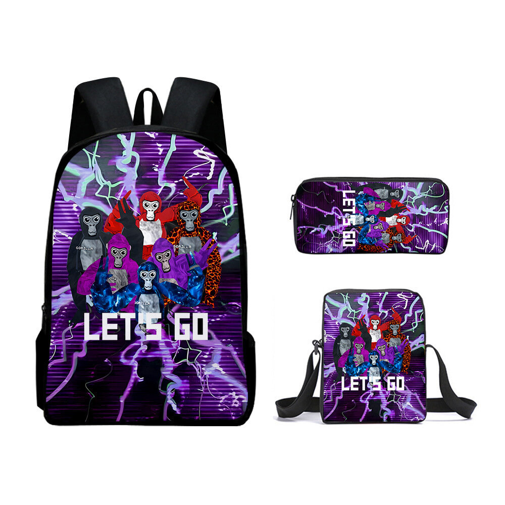 3D новый игровой рюкзак Gorilla Gorilla Tag, школьная сумка, рюкзак, сумка-карандаш, набор из трех предметов с принтом