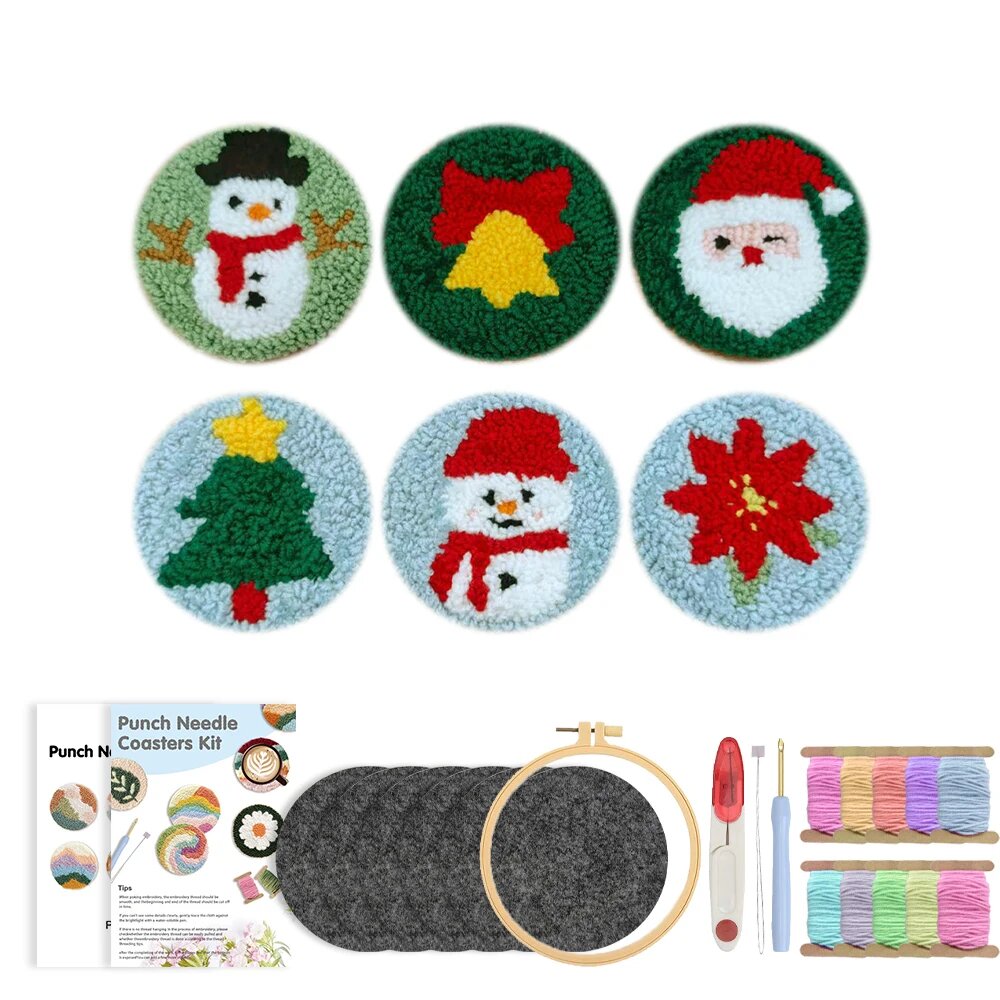 Рождественский набор для подставки для игл, 6 шт, набор для вышивания для взрослых и начинающих, набор для вышивания своими руками для подарков, вечерние, домашний декор