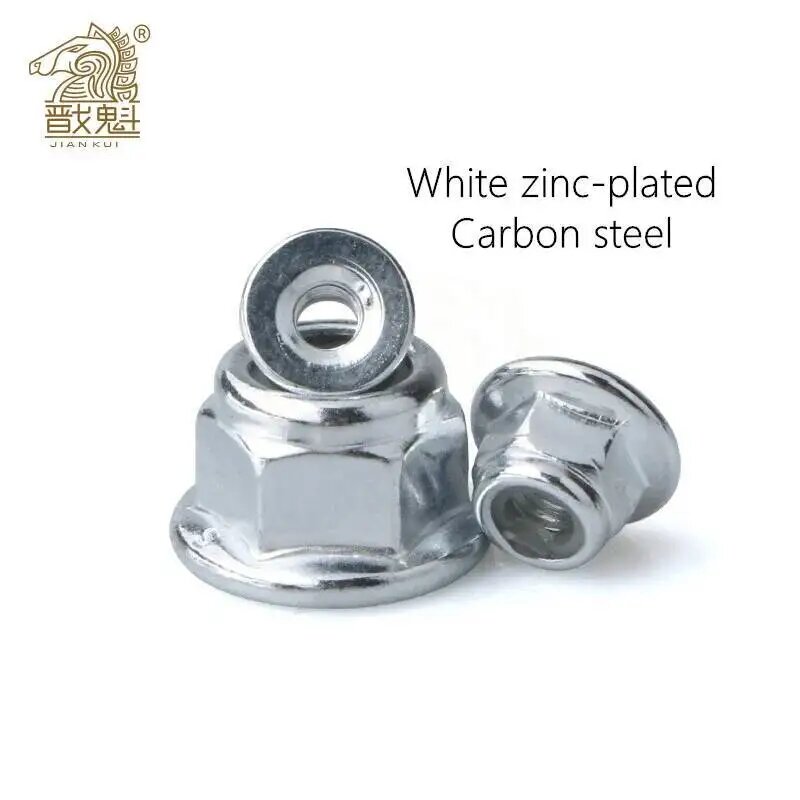 2/10x M3 M4 M5 M6 M8 M10 M12 Черный углеродистый 304 A2-70 Шестигранный фланец из нержавеющей стали Нейлоновая вставка Стопорная гайка Самоблокирующаяся нейлоновая контргайка M5 (10PCS), silver carbon steel