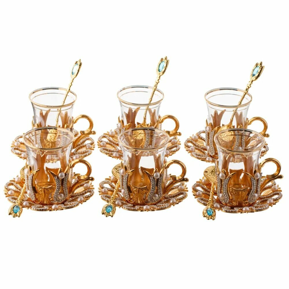 Demmex Стакан армуды для чая 100 мл 6 шт золотой