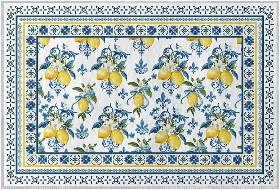 Blue Lemon Iris Summer Door Mat Entrance Welcome Mat Living Room Bedroom Non-slip Floormat Kitchen Balcony Hallway Laundry Rugs