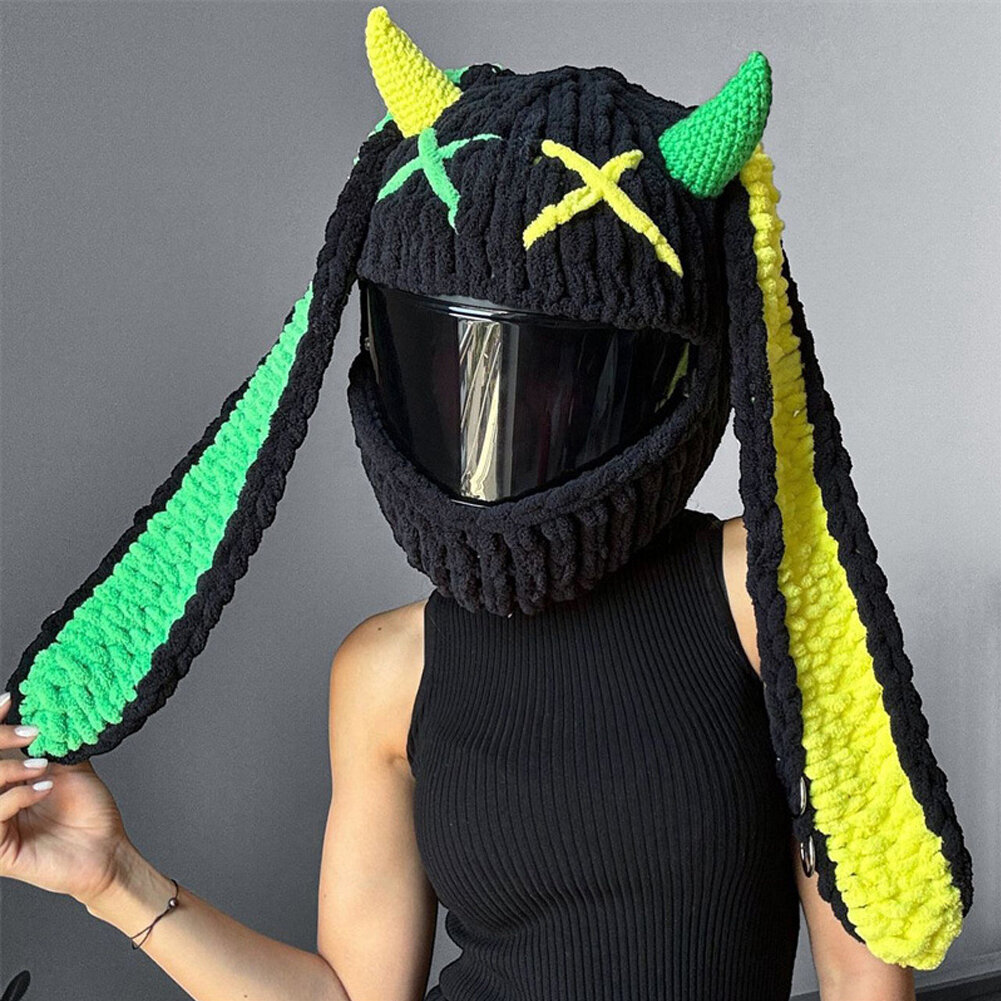 Универсальный чехол для мотоциклетного шлема в виде плюшевого зайца - подарок на Рождество, стильный декор