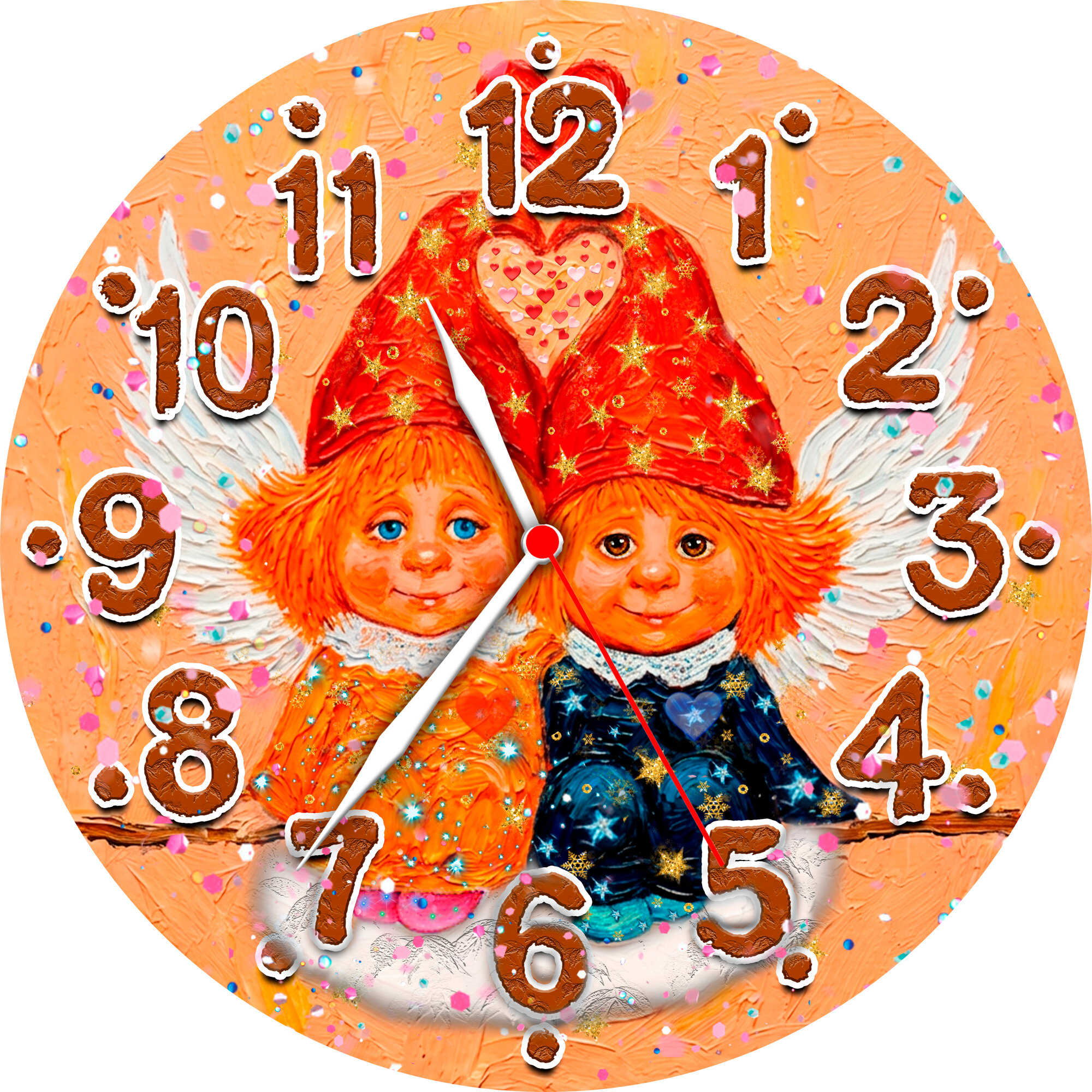 Часы настенные и настольные с подставкой D 27 см, МДФ 5 мм, бесшумные, Ангелы Мы, Оберег семьи и любви, приносящий счастье, Сделаны с любовью для Вашего сердца, авторская работа