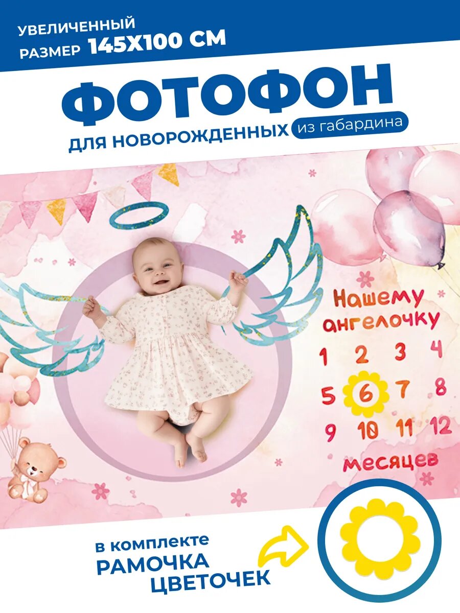 Фотофон Homepick для новорожденных малышей по месяцам из габардина