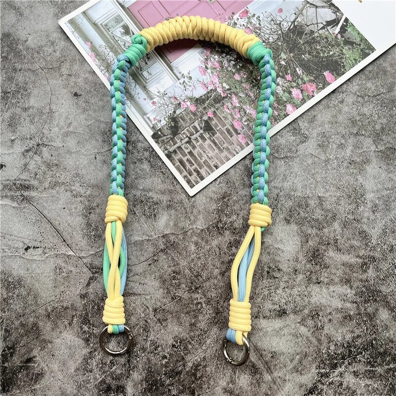 Плетеный ремешок для сумки yellow green blue
