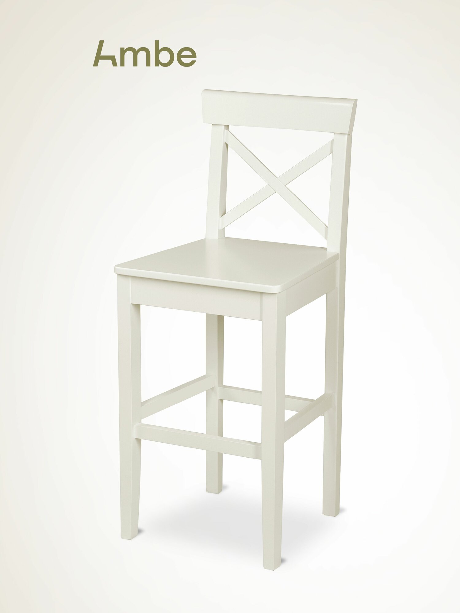 Стул полубарный Ambe Бергольф, деревянный для кухни с жестким сиденьем, Слоновая кость