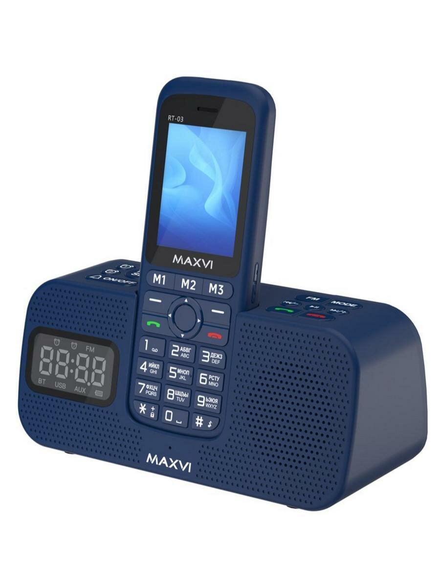 Мобильный телефон Maxvi RT-03 с док-станцией Синий 2 sim 2.4″ TFT 1800 mAh (RU)