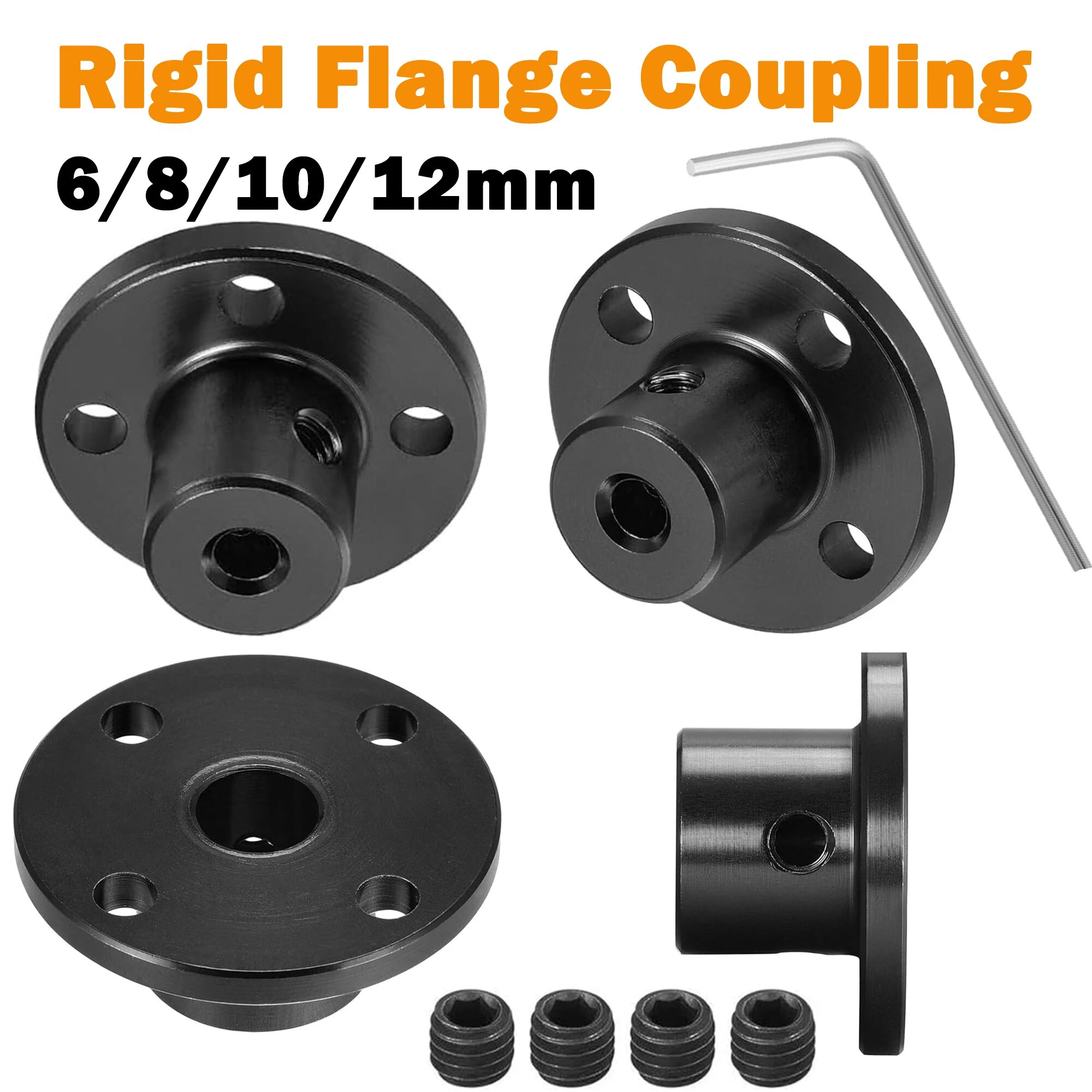 Черная жесткая фланцевая муфта из углеродистой стали 6/8/10/12 мм 6mm