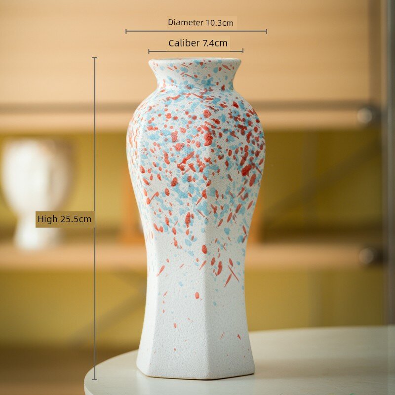 Простая керамическая ваза в стиле ретро для декора гостиной, для сухоцветов, настольное украшение, деревенская