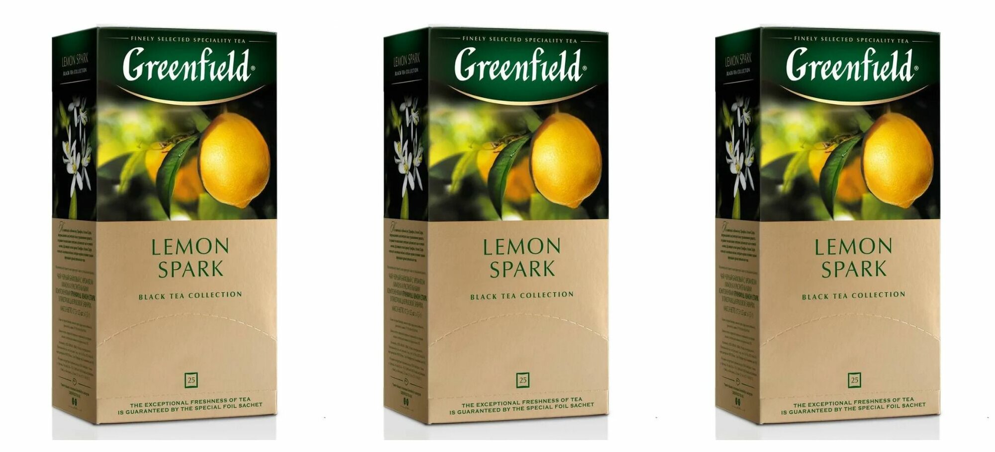 Greenfield Чай черный Lemon Spark, 25 пакетиков по 1,5 г, 3 уп