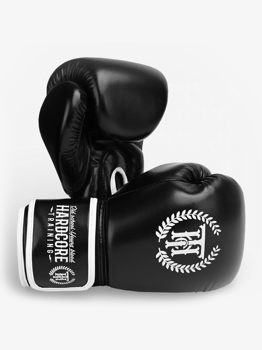 Перчатки для бокса Hardcore Training Base Black PU 14 Oz черные