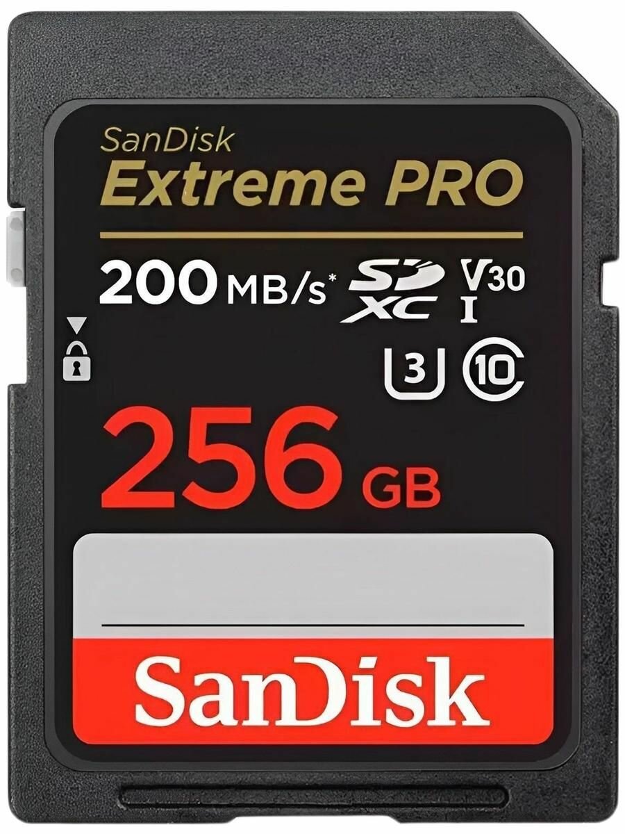 Карта памяти SanDisk Extreme PRO SDXC 256GB 200MB/s Class 10 UHS-I V30 U3 (SDSDXXD-256G-GHJIN)