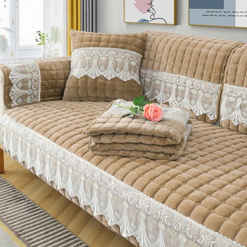 Зимняя плюшевая подушка для дивана, современная простая модная подушка для сидения, утолщенная нескользящая кожаная накидка на диван, полное покрытие