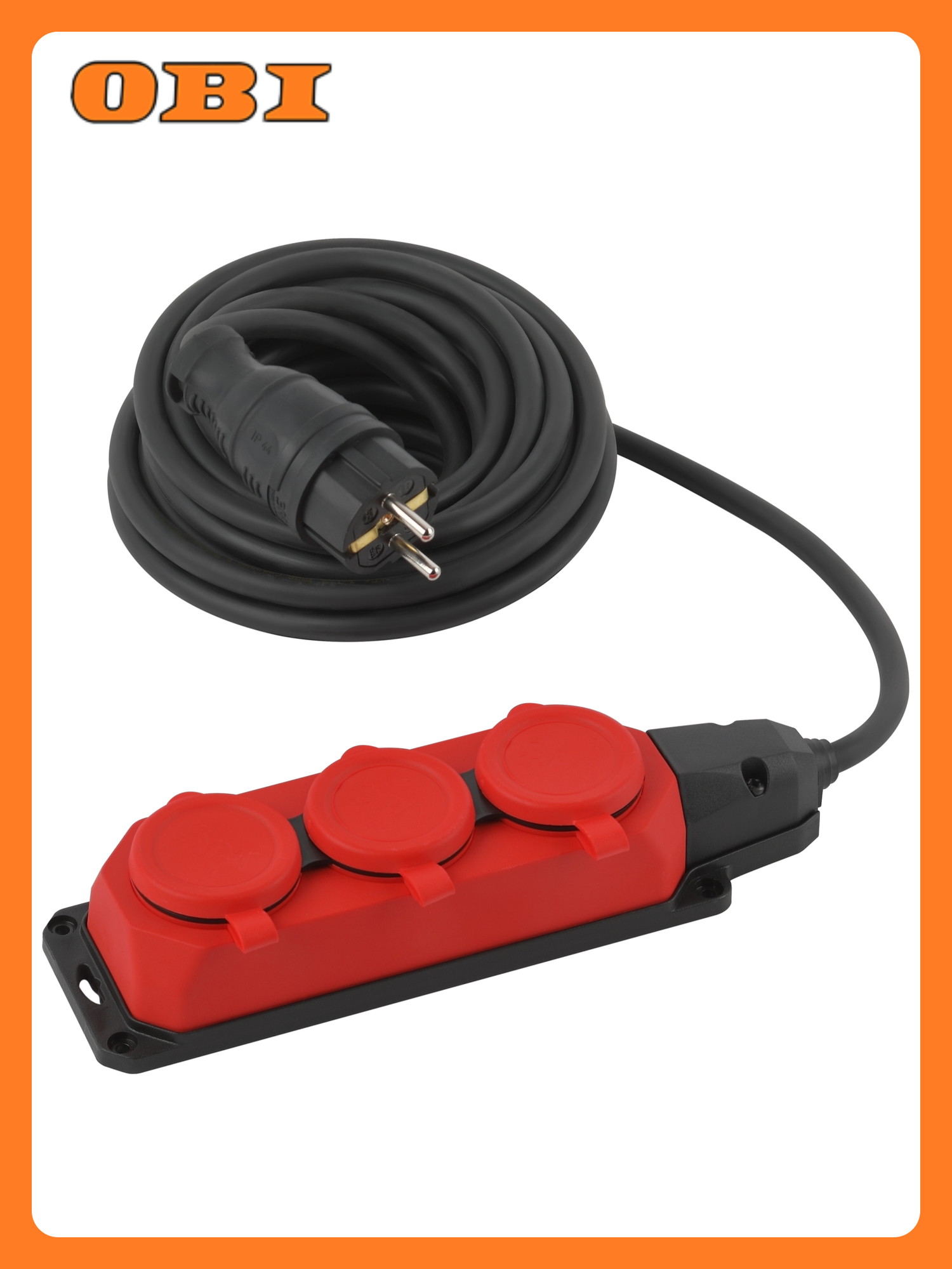 Удлинитель силовой ЭРА UK-3e-3x1,5-5m-IP44(KG) с заземлением 3 розетки каучук 5м