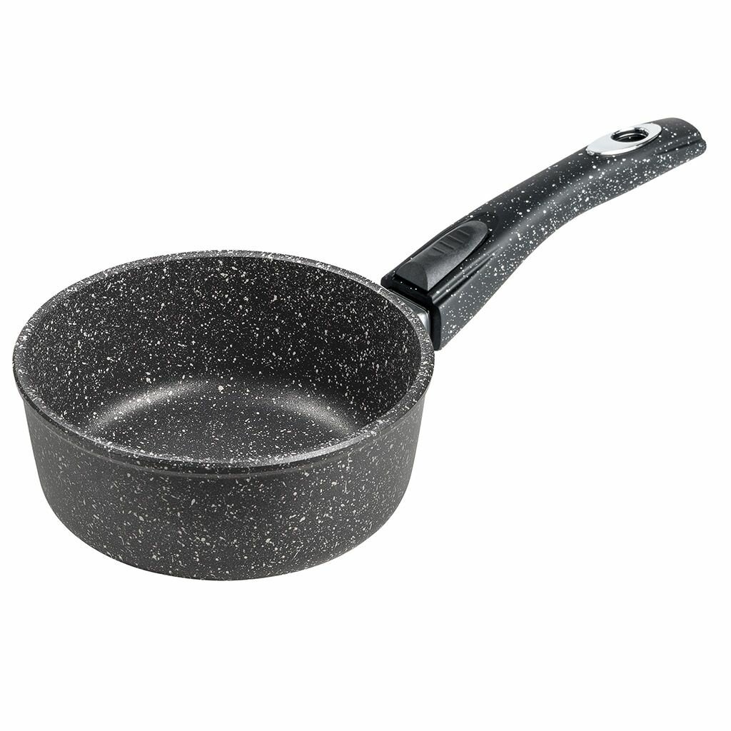 Кастрюля-ковш горница с тефлоновым покрытием, 1,0 л, диаметр 16 см, "Гранит", высота 7 см, толщина 0,4 см, съемная ручка из термостойкого пластика (кш1612аг)