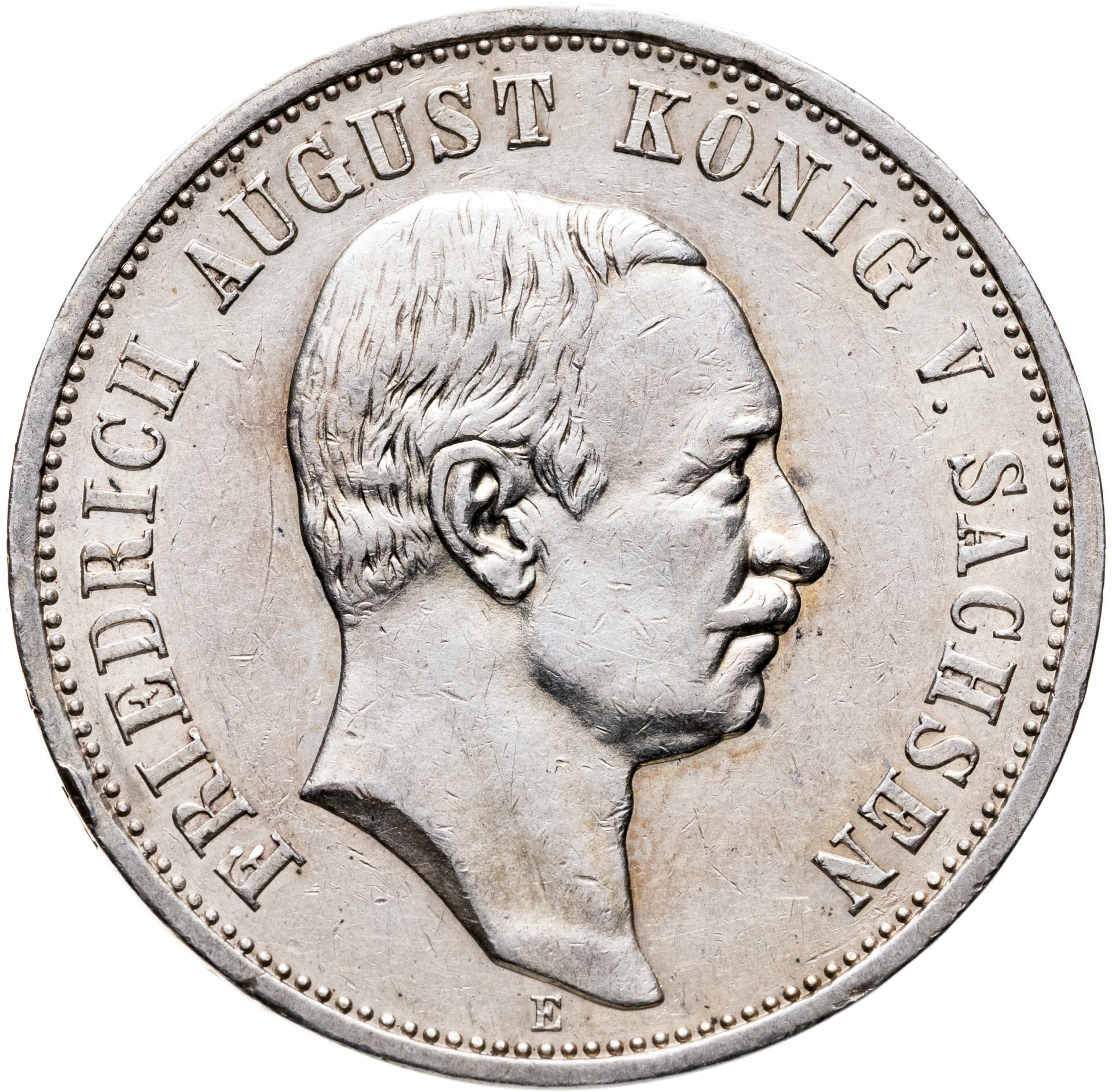 Германия Саксония 3 марки mark 1910 E, Серебро 900, в сохранности AU