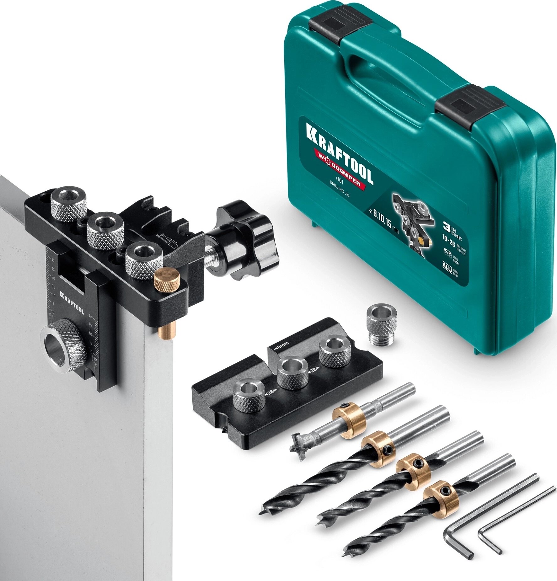 Кондуктор для эксцентриковых стяжек и шкантов KRAFTOOL 30072