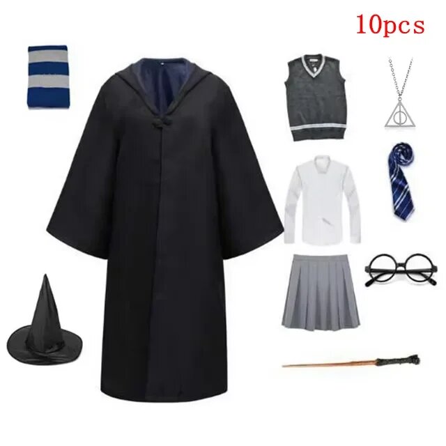 Костюм Гарри Поттера для взрослых и детей, комплект Гриффиндор Темно-синий, S, 10pcs4