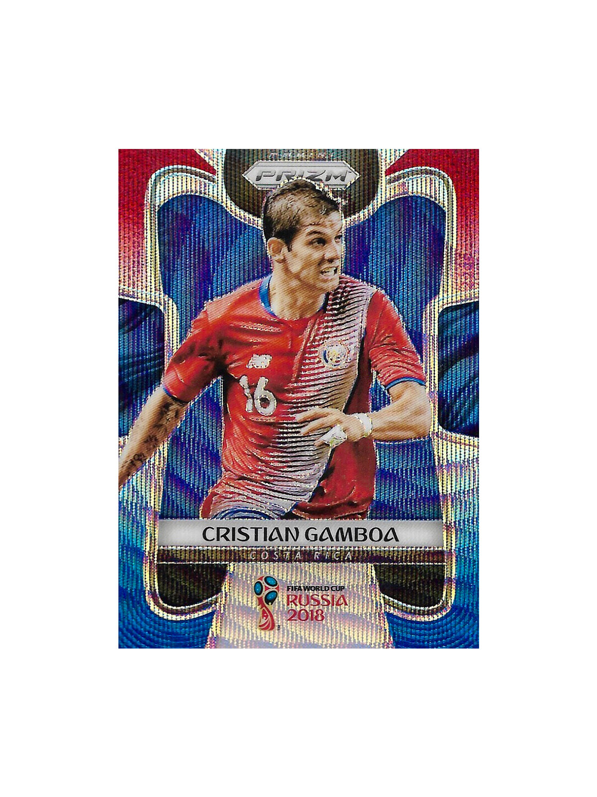 Коллекционная карточка Panini Prizm FIFA World Cup Russia 2018: #51 Cristian Gamboa - Red Blue Wave