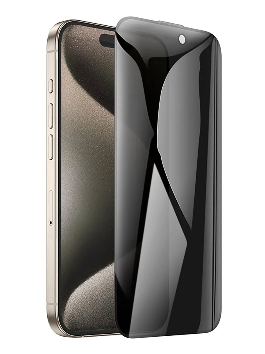 Защитное стекло Hoco A38 iPhone 15 антишпион, ударопрочное, цвет черный