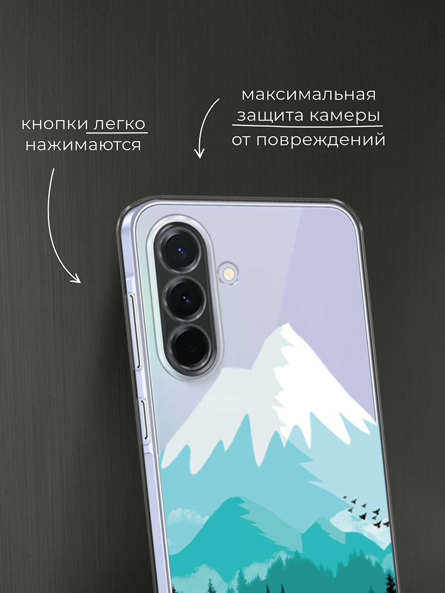 Чехол на Samsung Galaxy A37 5G / Самсунг Галакси А37 5G с принтом Синяя снежная гора, прозрачный — фото 1