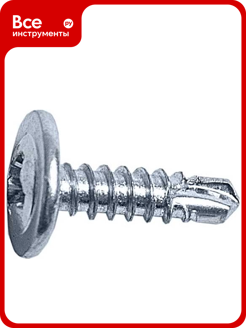 Саморезы с прессшайбой ООО "Тэмпо-Метиз" 4,2x19 сверло, оцинкованные 1 кг 521333