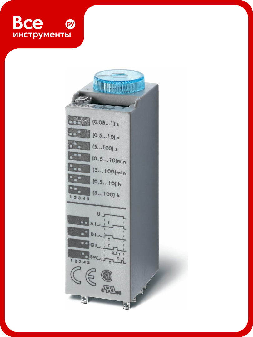 Миниатюрное съемное реле времени Finder функц: Ai, Di, gi, sW, 4 CO конт. 7а, = 24, 850400240000