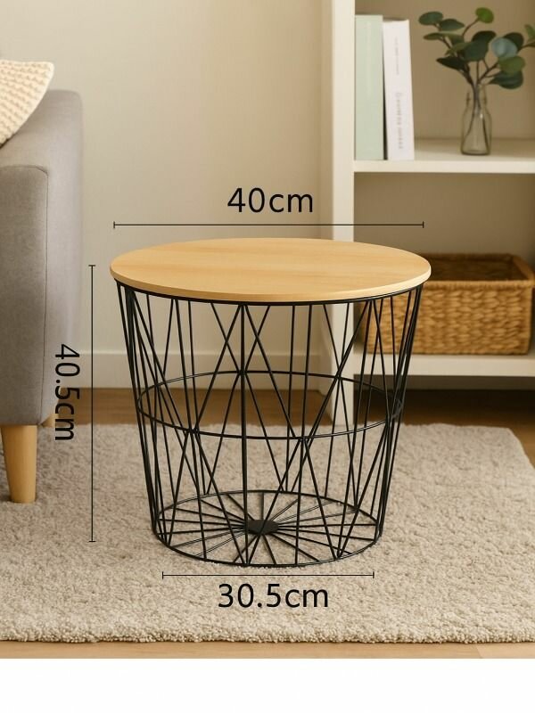 Столик журнальный с корзиной 2 в 1 для хранения пледов, металлический кофейный стол-органайзер, придиванный столик для гостиной и спальни