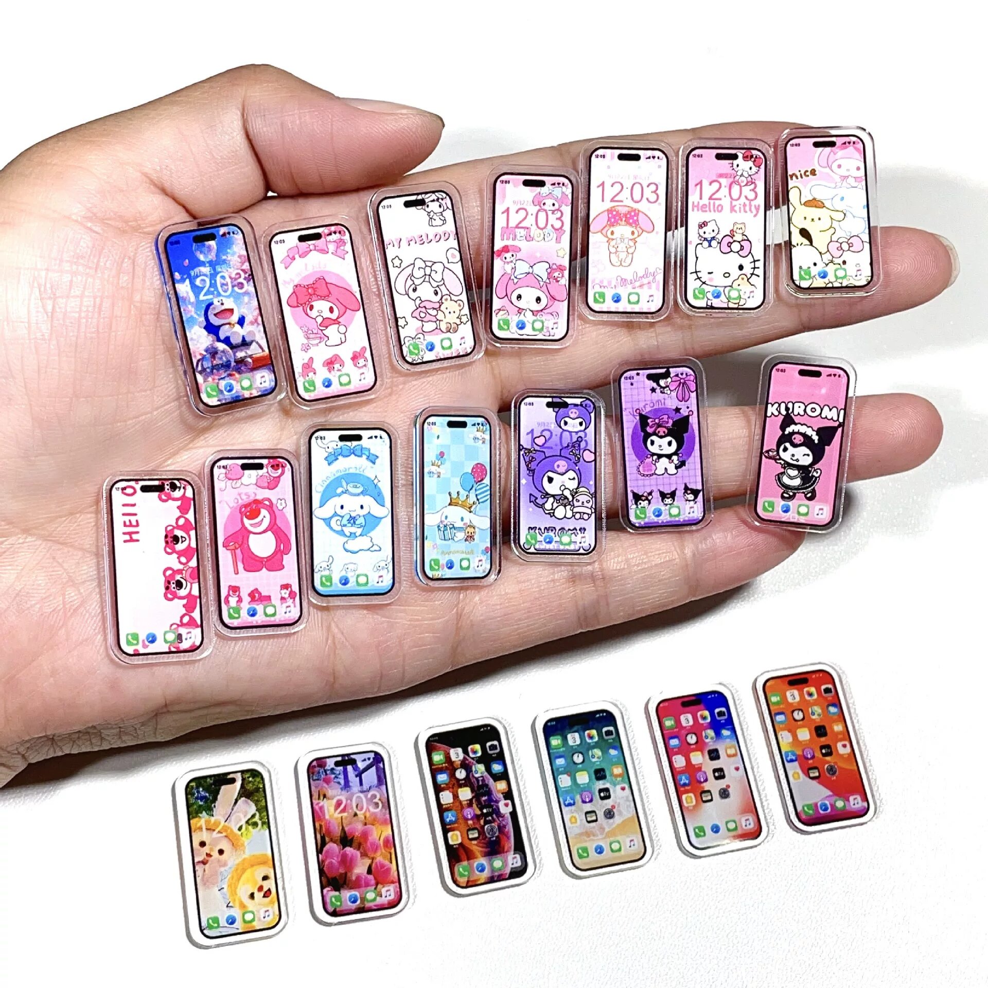 Набор мини-телефонов для игрушек — 30 миниатюрных телефонов с разными узорами, 3D-модель для ролевых игр детей, размер