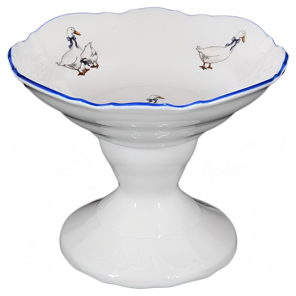 Салатник на ножке 13 см; "Bernadotte", декор "Гуси", Thun/ БТФ1425
