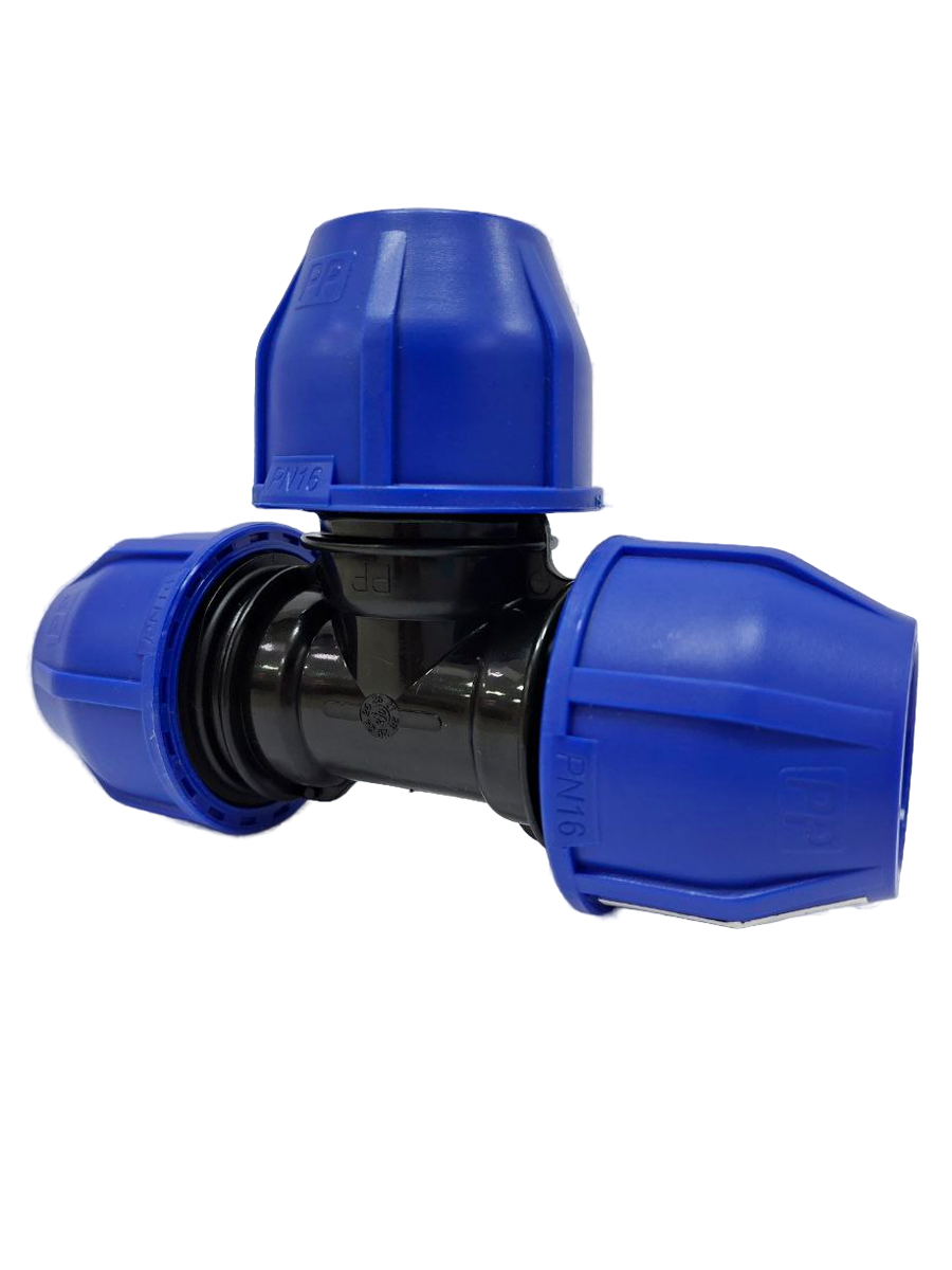 Тройник компрессионный для труб ПНД, 32х32х32, PN16 (11591 (RTP))