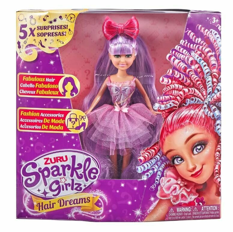 Zuru Sparkle Girlz Кукла Hair Dreams Радужная фея с фиолетовыми волосами 100313