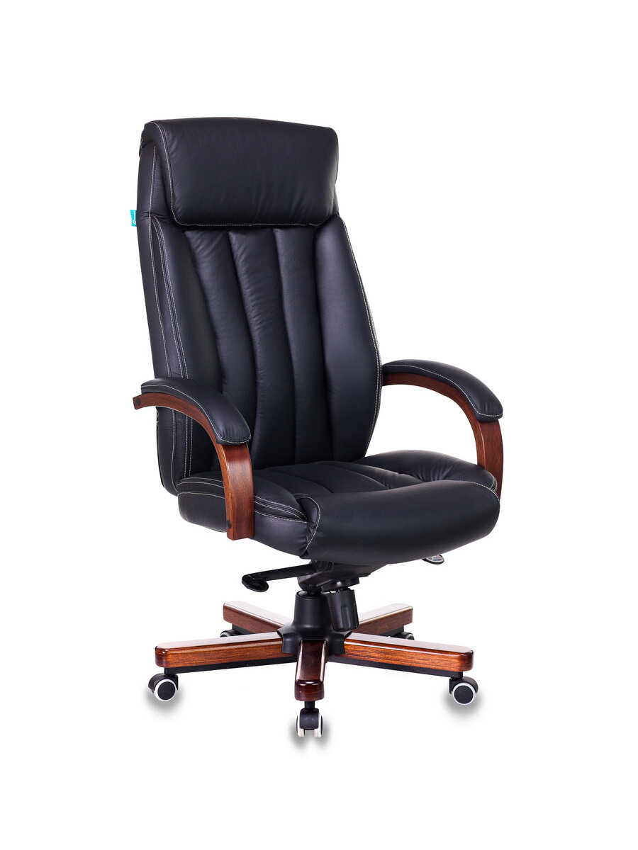 Кресло руководителя Бюрократ T-9922WALNUT, обивка: кожа, цвет: черный (T-9922WALNUT/BLACK)