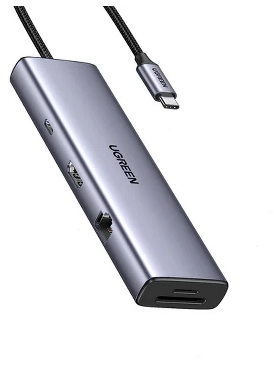 Конвертер UGREEN CM498 (15375) Серый 2xUSB-A, 2xUSB-C, HDMI, SD, TF Card Slot RU